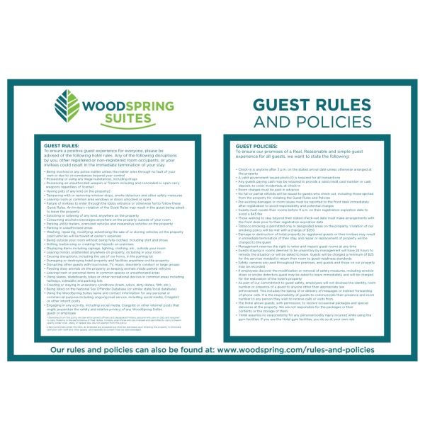 Guest Rules & Policy Sign - ProFillment